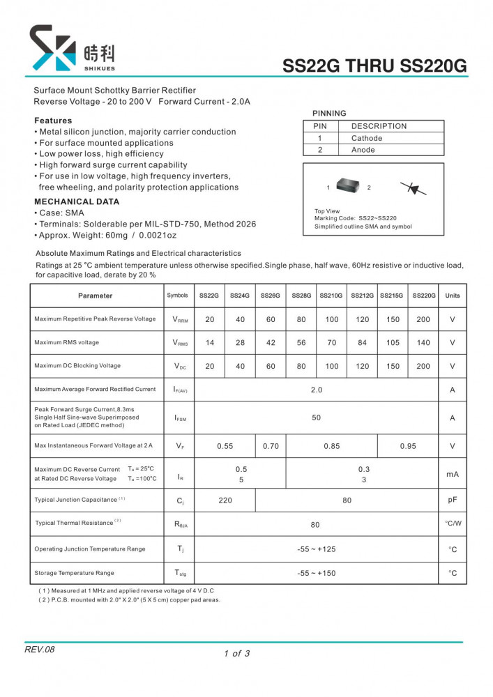 SS215G datasheet page 1
