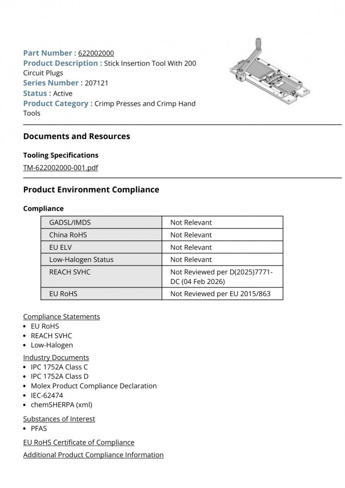 Tooling document preview, page 1