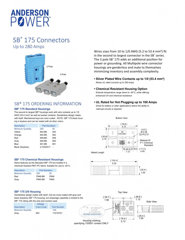 Anderson Power SB 175 datasheet page 1