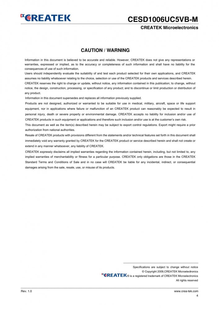 CREATEK CESD1006UC5VB-M datasheet page 4