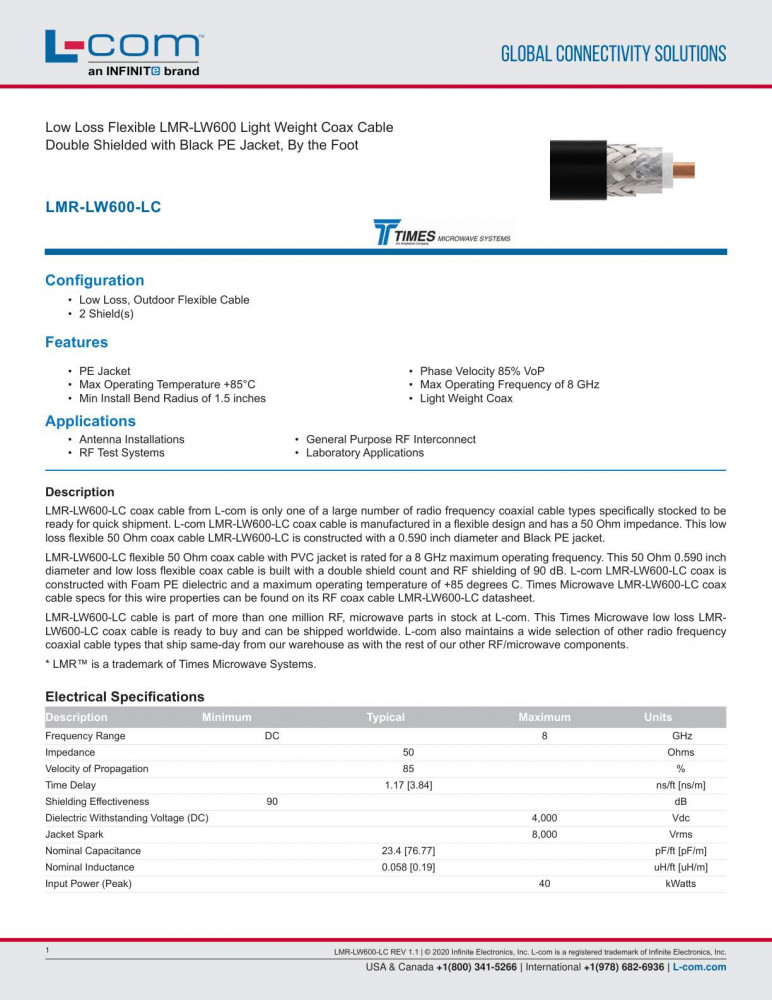 LMR-LW600-LC datasheet page 1