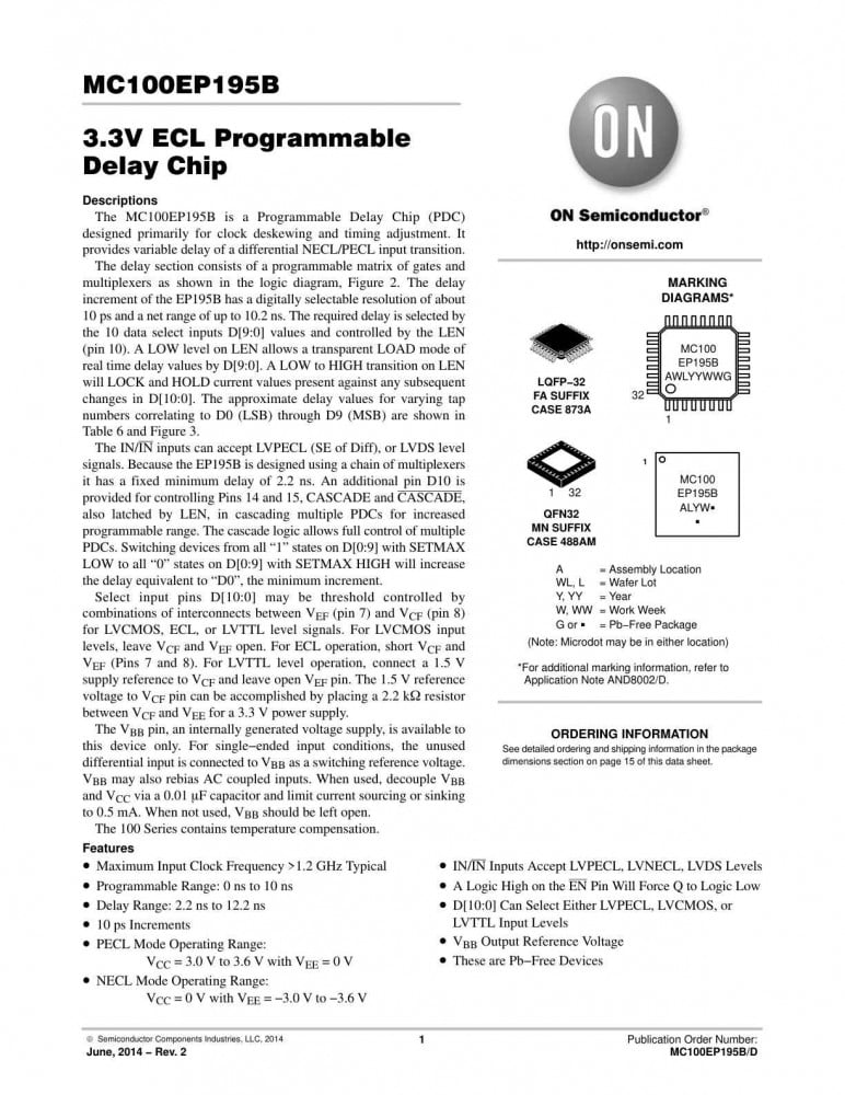 MC100EP195B datasheet page 1