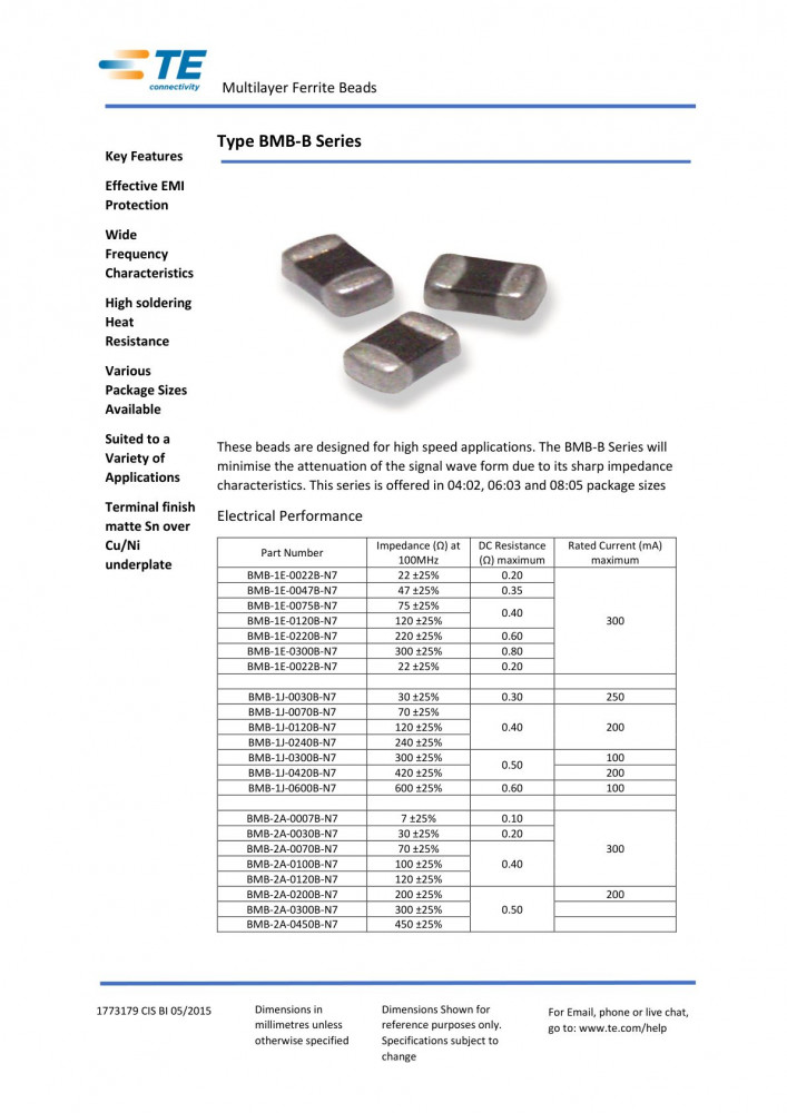 BMB-B Series datasheet page 1