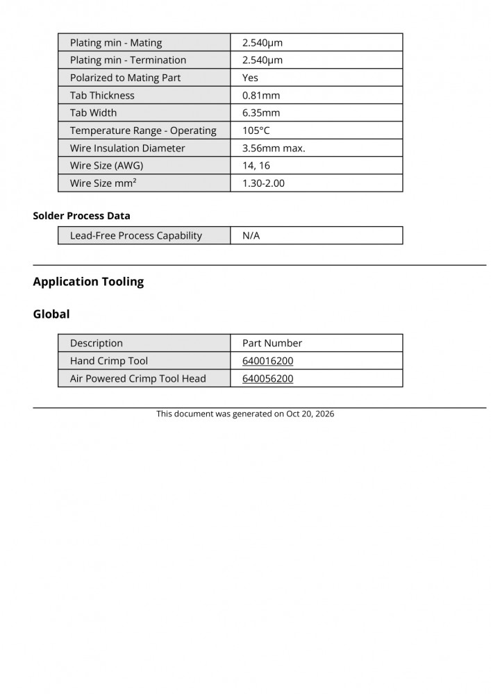 Technical document page 3 for MOLEX 190110037