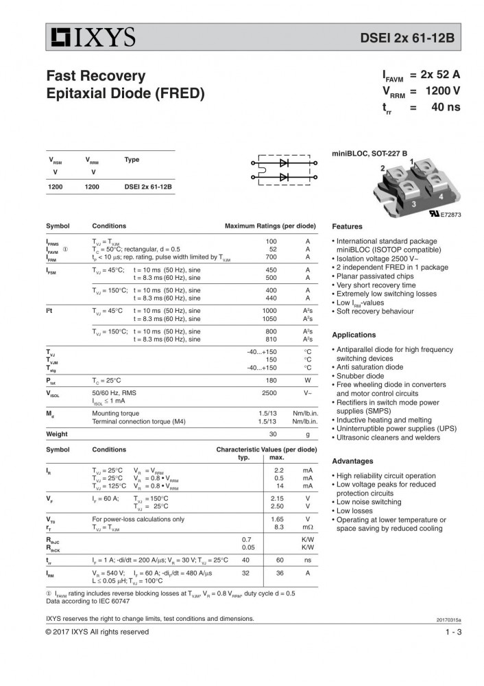 DSEI2X61-12B datasheet page 1