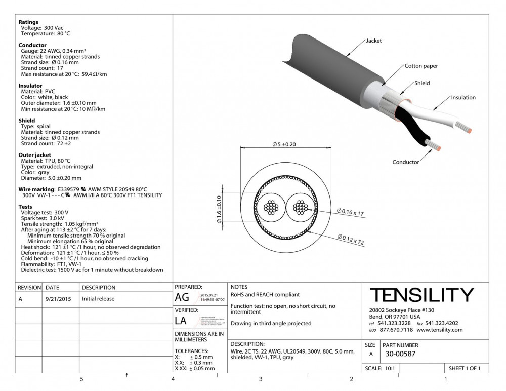 Tensility International model 30-00587 product drawing