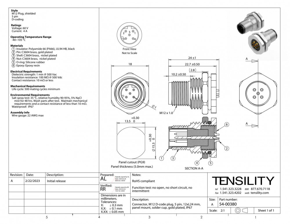 Technical drawing preview for Tensility International part 54-00380