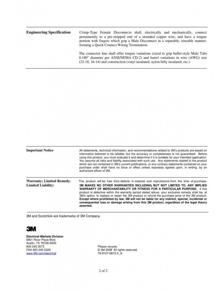 3M MNG18-180DFI-A technical datasheet page 2