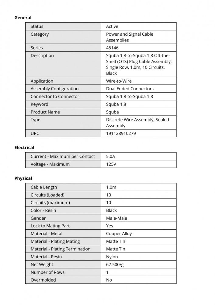 Technical document page 2 for Molex 451461010