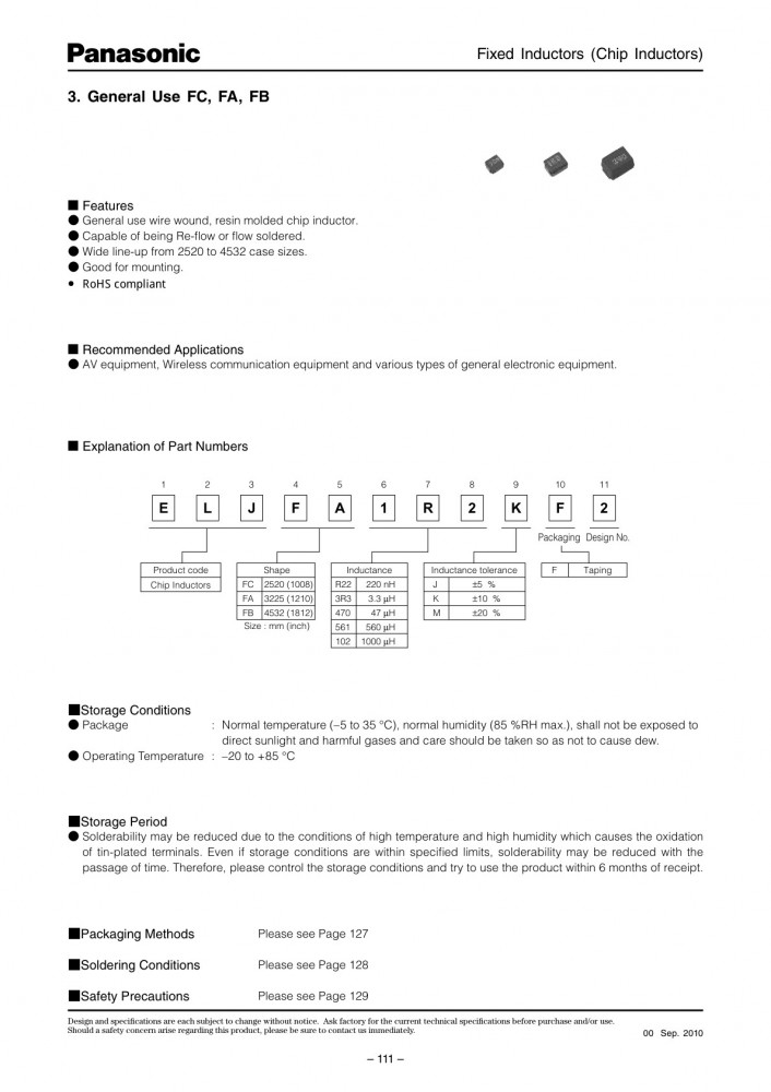 Panasonic FC series technical document page 1