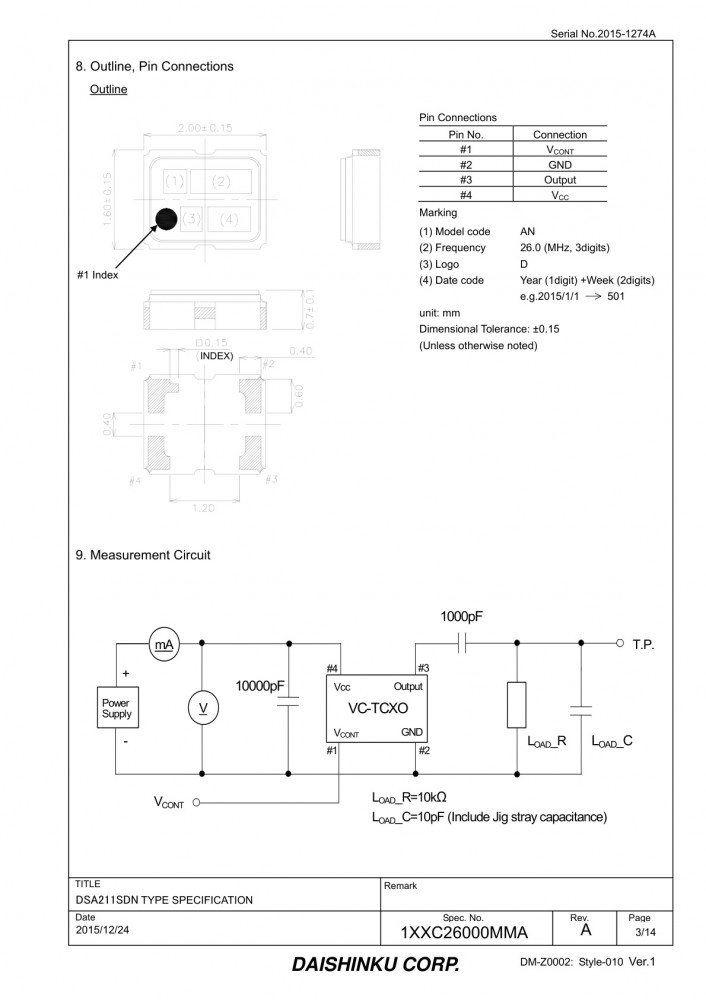 KDS DSA211SDN specification page 4