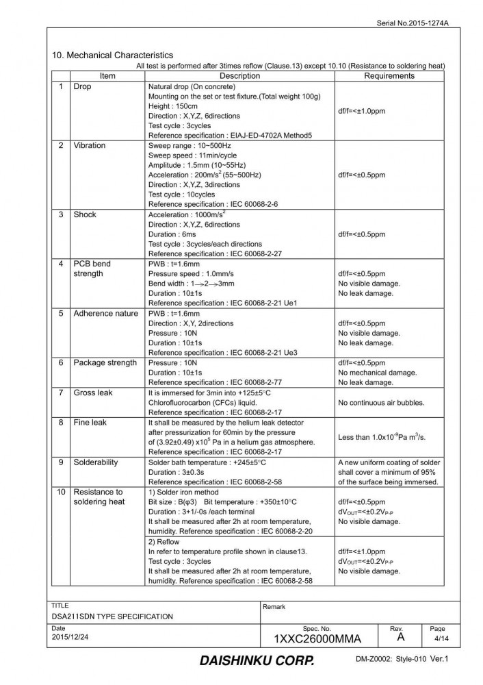 KDS DSA211SDN specification page 5