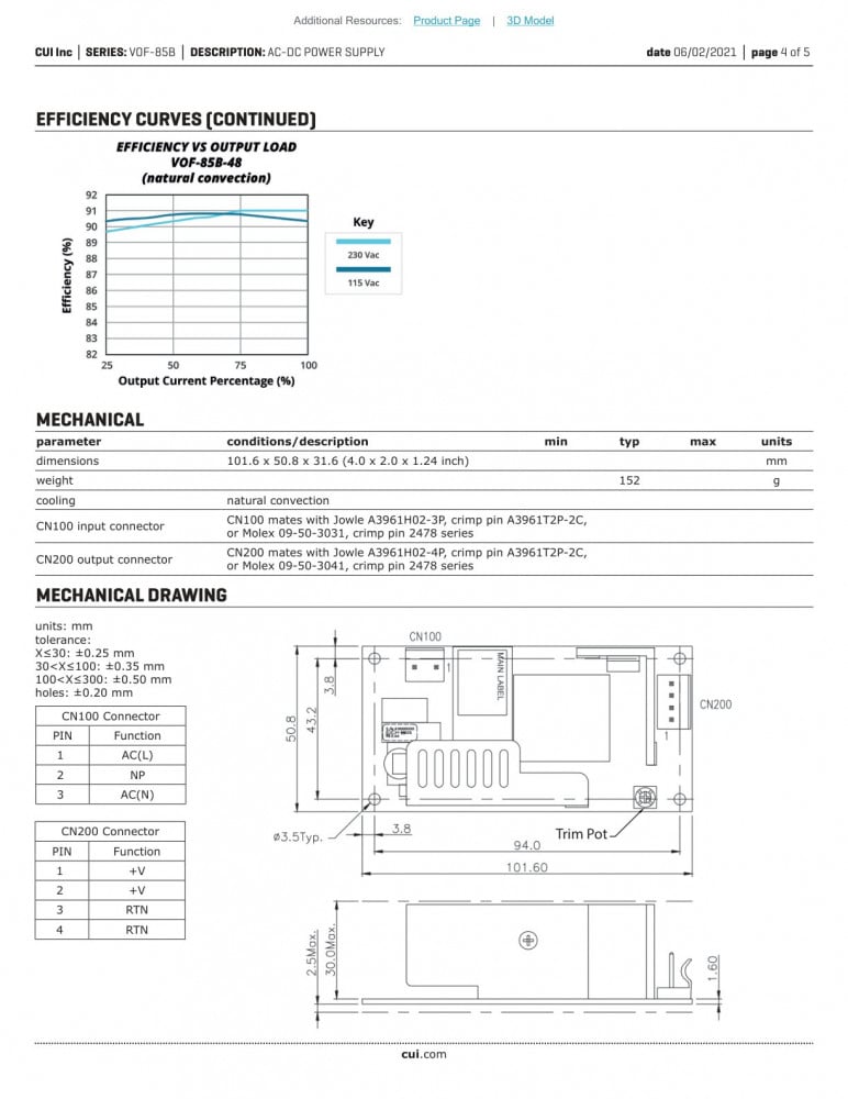 VOF-85B-24 datasheet page 4