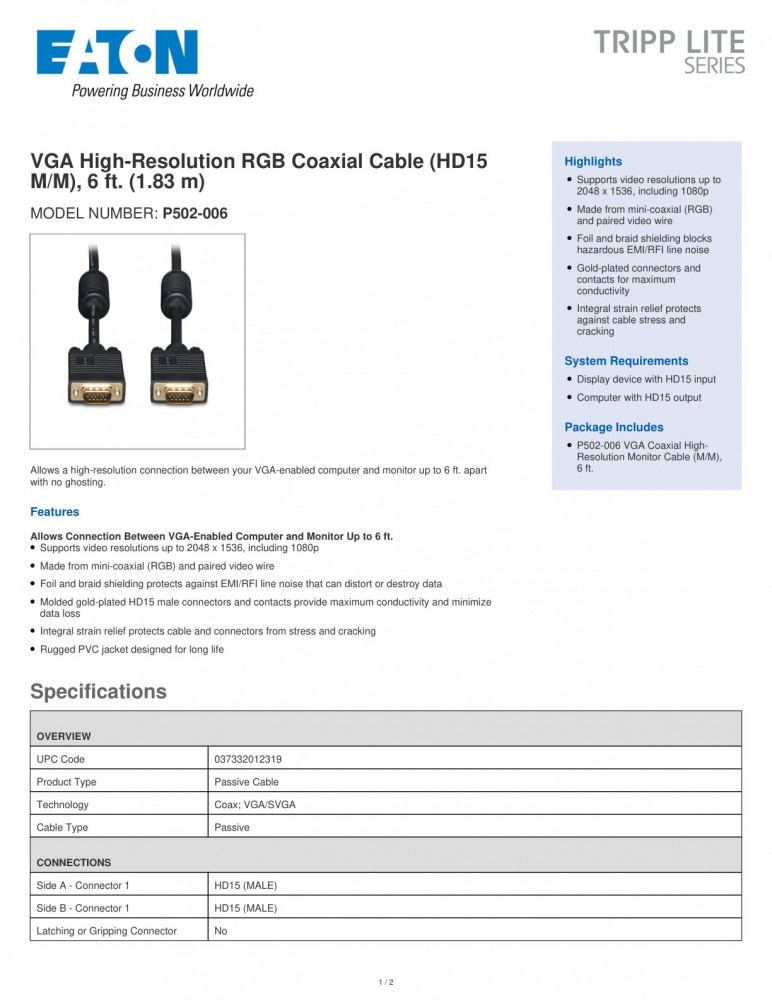 P502-006 technical document page 1
