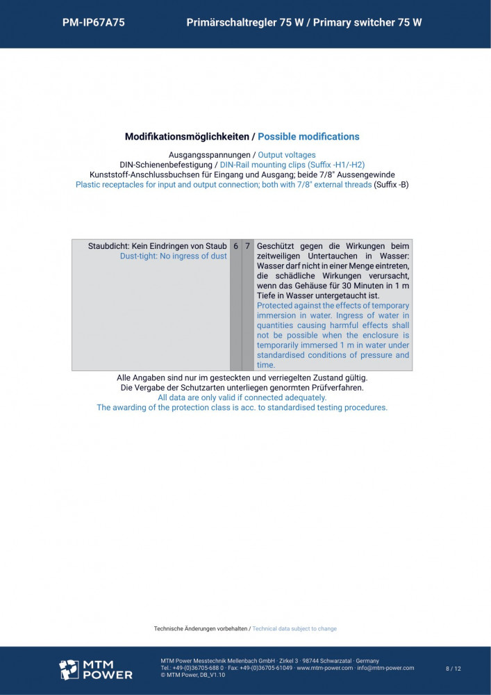 PM-IP67A75 datasheet page 8