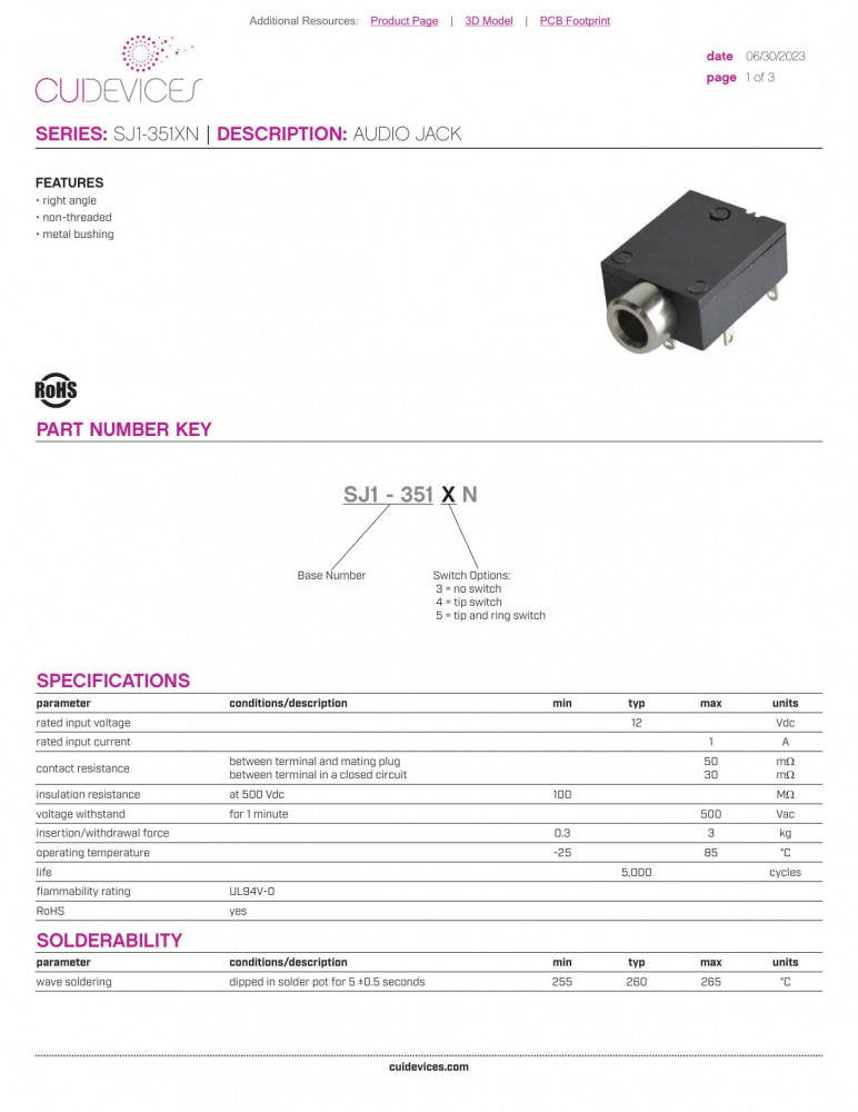 SJ1-3514N technical document page 1