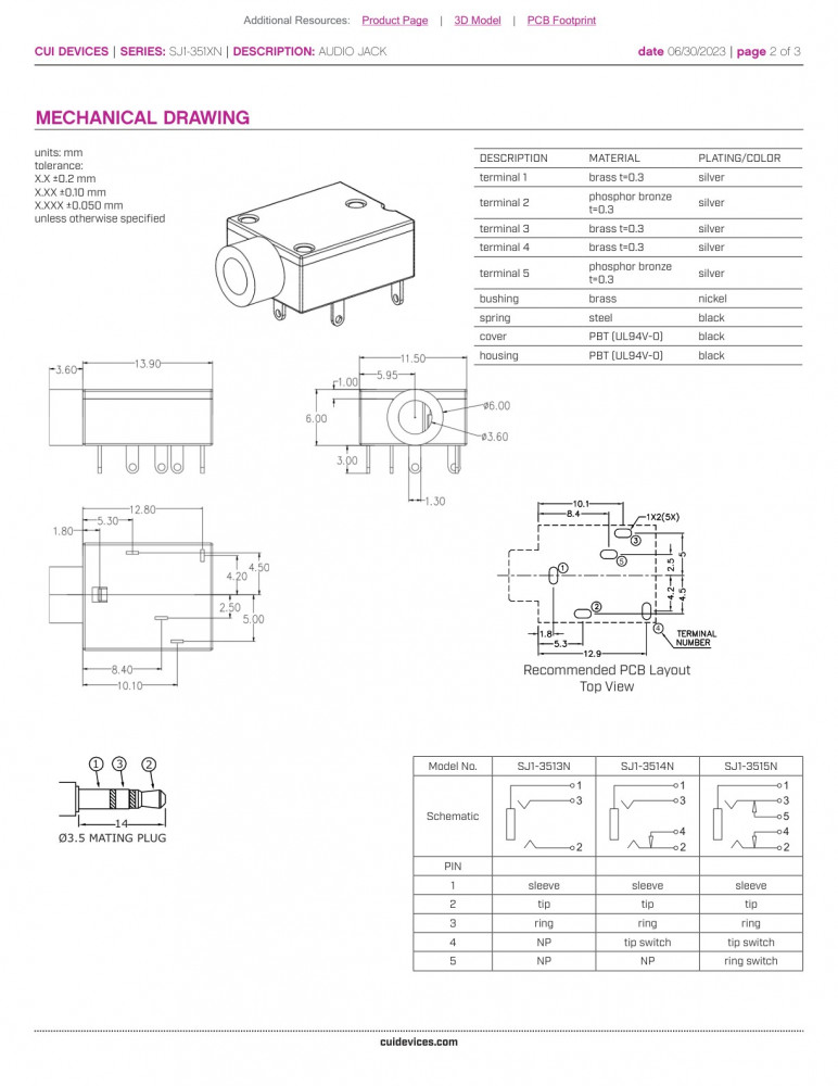 SJ1-3514N technical document page 2
