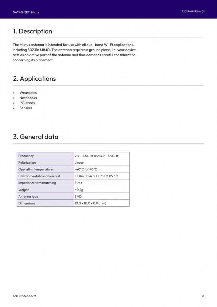 Mixtus datasheet page 2