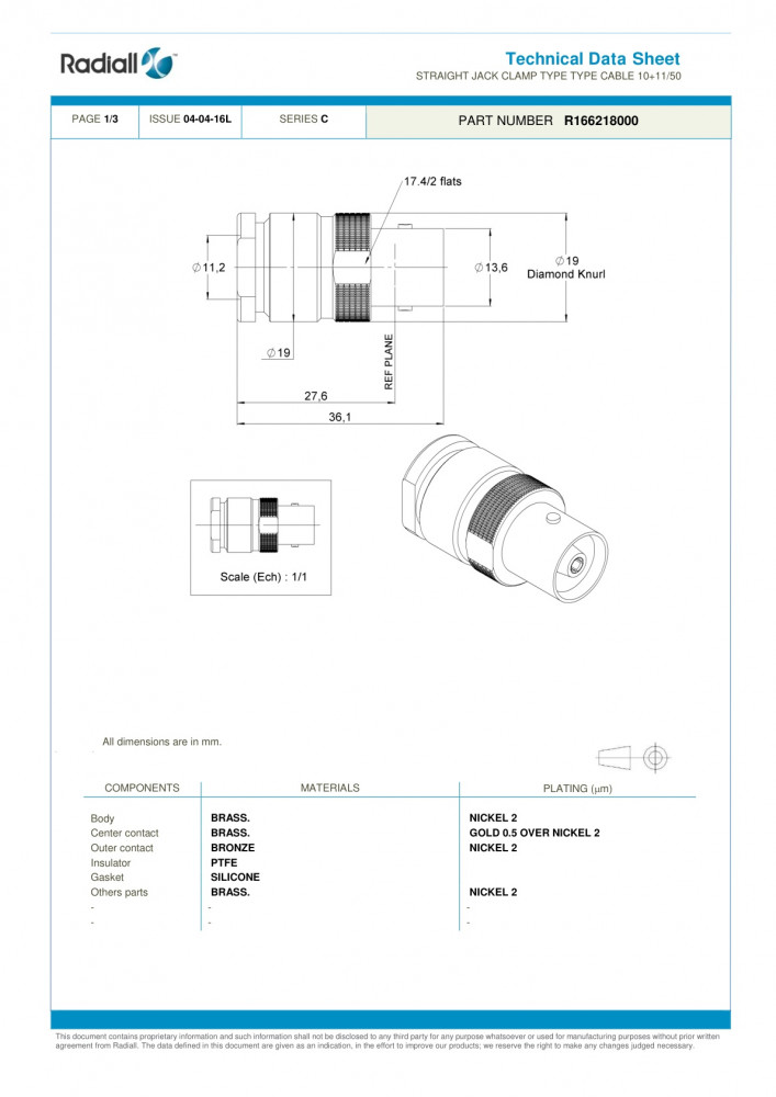 Radiall R166218000 datasheet page 1