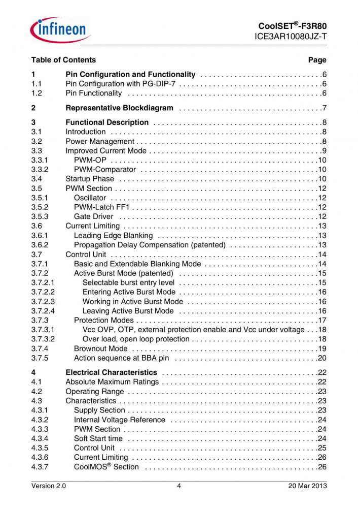 ICE3AR10080JZTXKLA1 datasheet page 4