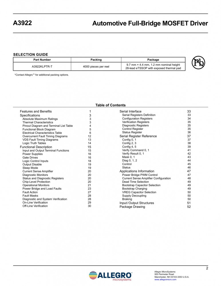 A3922 datasheet page 2