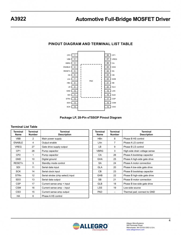 A3922 datasheet page 4