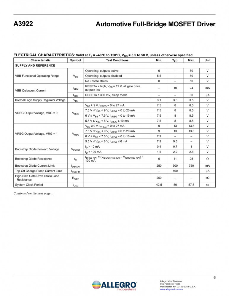 A3922 datasheet page 6