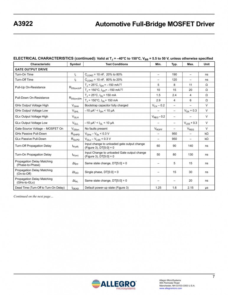 A3922 datasheet page 7