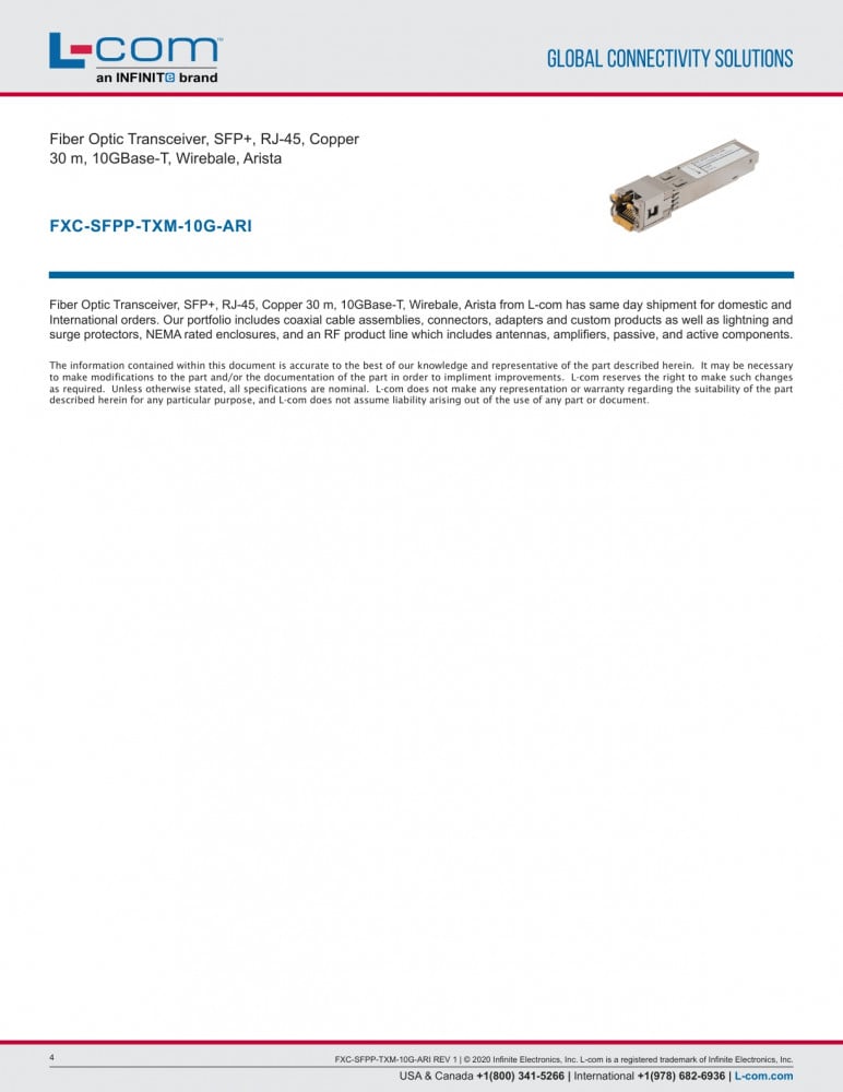 FXC-SFPP-TXM-10G-ARI datasheet page 4