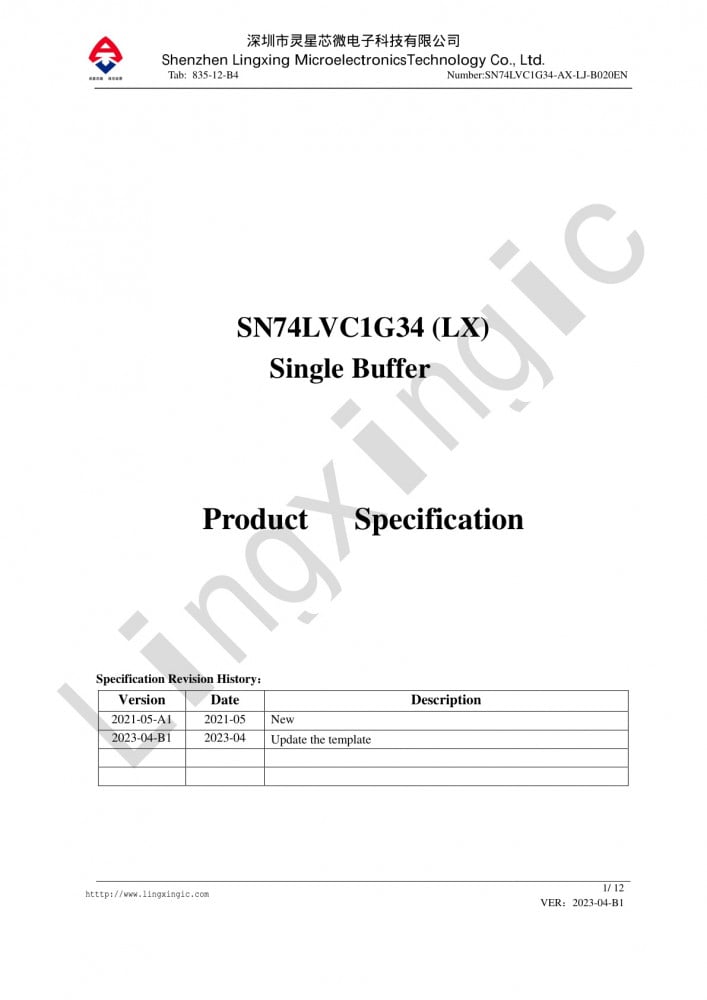SN74LVC1G34DB(LX) datasheet page 1