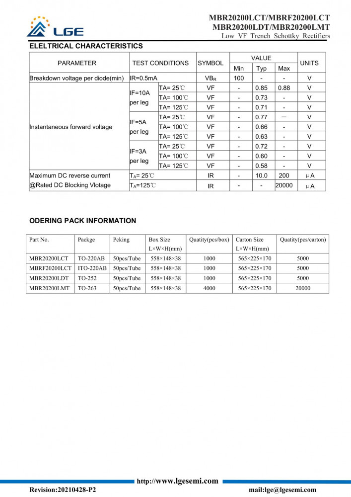MBR20200LCT datasheet page 2