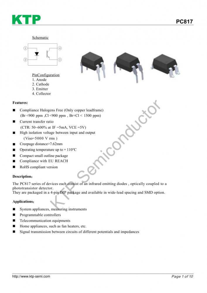 PC817S1C-CX(KTP) datasheet page 1
