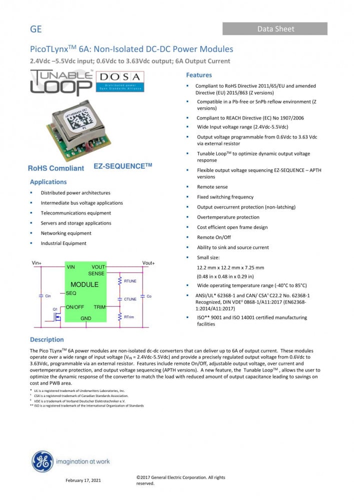 APTH006A0X4-SRZ datasheet page 1