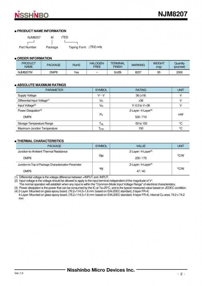NJM8207 datasheet page 2