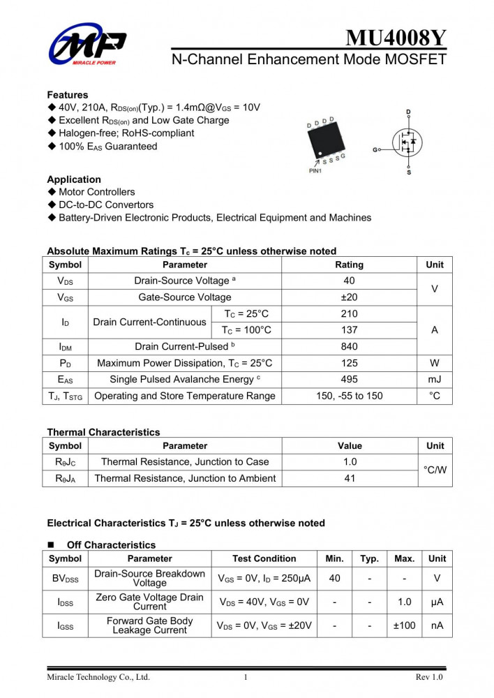 MU4008Y datasheet page 1