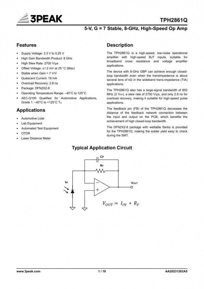 TPH2861Q datasheet page 1