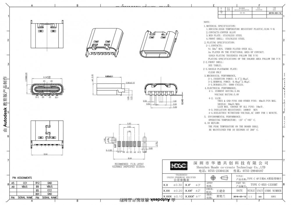 TYPE C-HXS-133SMT technical document preview