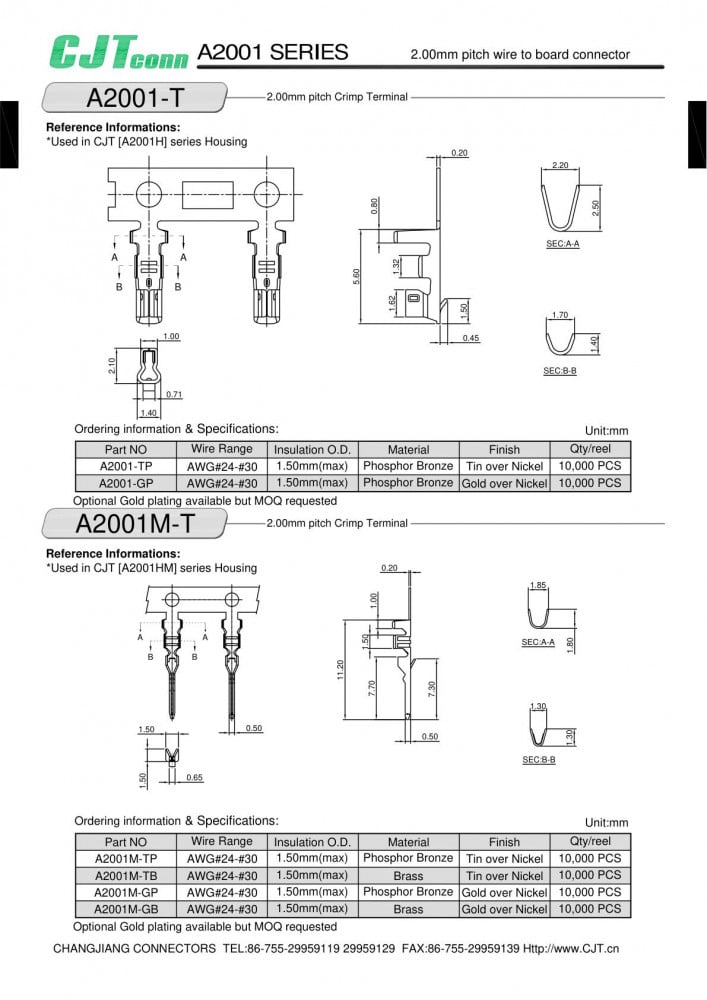 CJT A2001 series technical document page 2