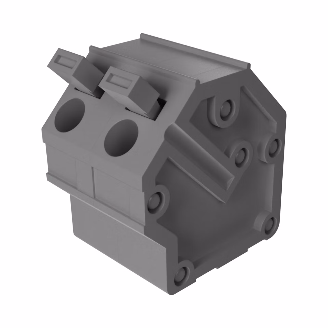 7.50mm Pitch, Eurostyle Fixed-Mount Push-Button Terminal Block, 45° Modular Luminaire, 10A, 26-14 AWG, Light Gray, 2 Circuits for sale