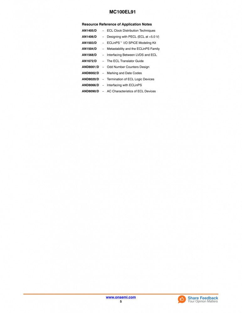 MC100EL91 datasheet page 5