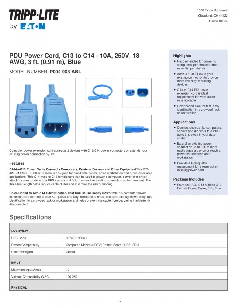P004-003-ABL technical document page 1