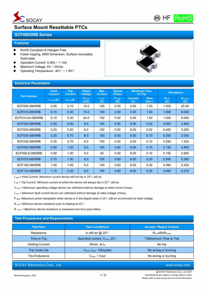 SCF0805RB datasheet page 1