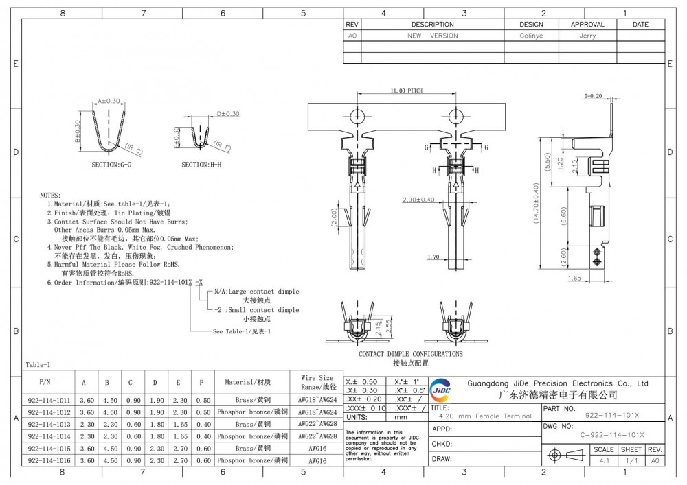 JIDC 922-114-1016 technical drawing preview