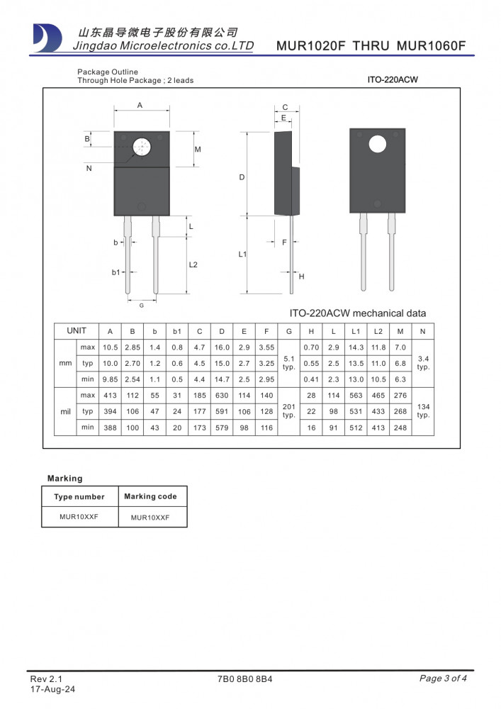 MUR1060F datasheet page 3