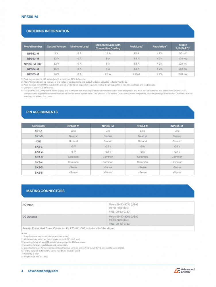 Artesyn NPS63-M-006 datasheet page 4