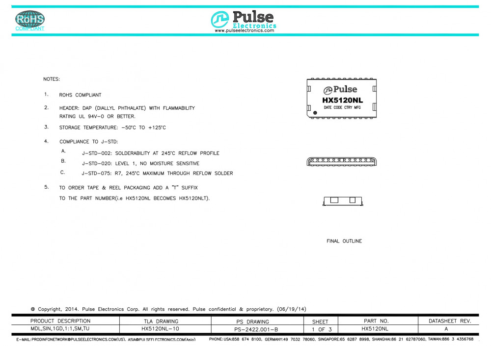HX5120NLT datasheet sheet 1