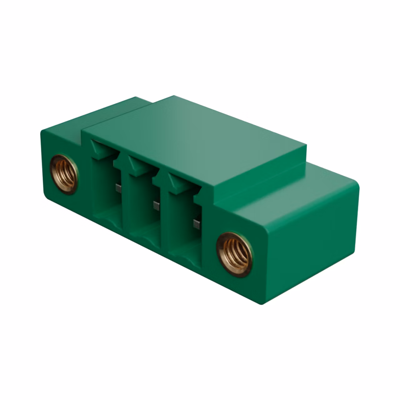 3.81mm Pitch Eurostyle Right-Angle PCB Header, with Threaded Retention Inserts, Green Housing, 3 Circuits for sale