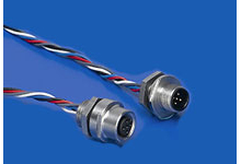 Micro-Change (M12) Receptacle, 5 Poles, Right-Angle, Male without Leads, PC Mount, 0.0279m (1.10