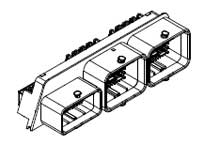 Stac64 3 Bay Right-Angle Headers, Plastic Pin-Alignment-Plate, 40 Circuits, Bay A 16 Circuit Signal Header, Polarization B, Gray; Bay B 16  Circuit Signal Header, Polarization A, Black; Bay C 8 Circuit Signal Header, Polarization A, Black; Tray