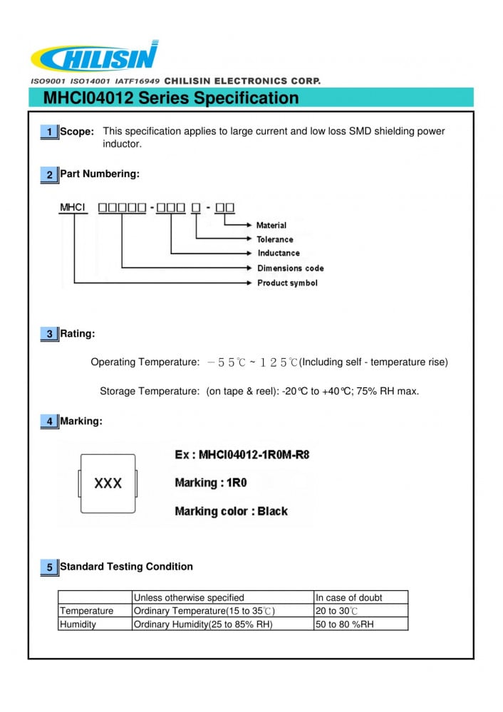 Chilisin MHCI04012 specification page 2
